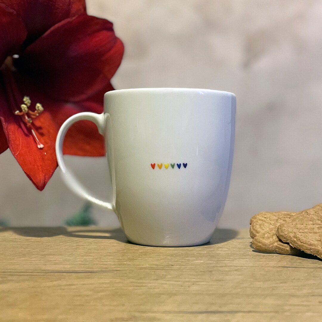 Cute Pride Mug / Lgbt Mug / Rainbow Mug / Rainbow Hearts / Lgbtq Flag ...