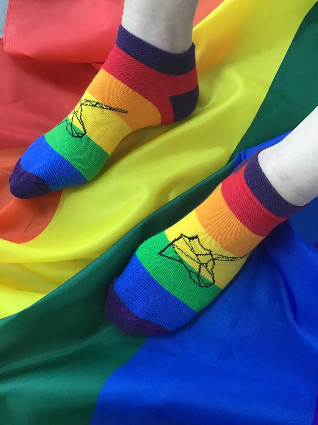 LGBT Pride Ankle Socks, Rainbow Ankle Socks, Rainbow Socks, LGBTQ Socks ...