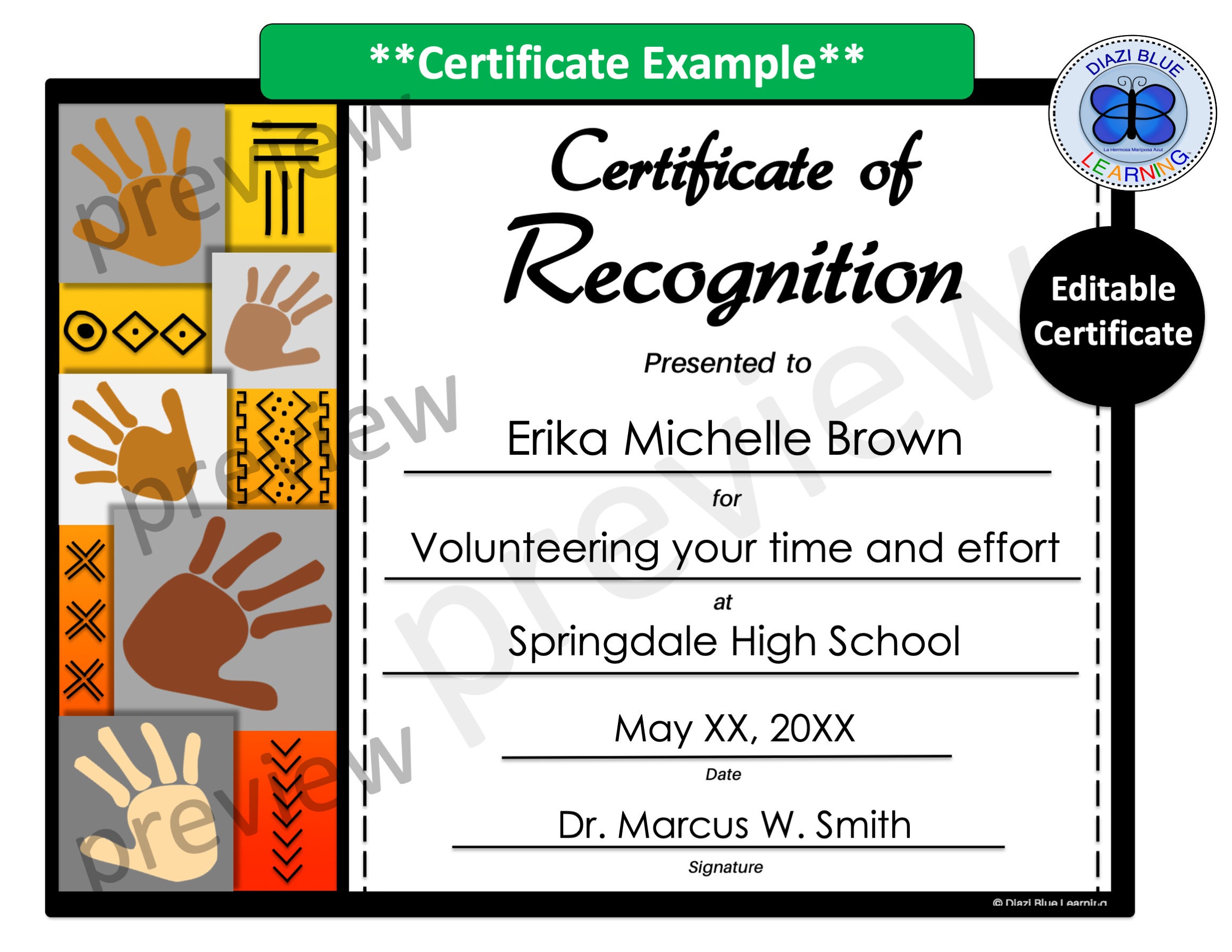 Certificate of Recognition, Editable Certificates, Instant Download - Etsy