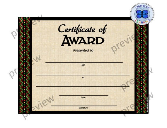 Certificate of Award Black History Month Certificate Social | Etsy ...