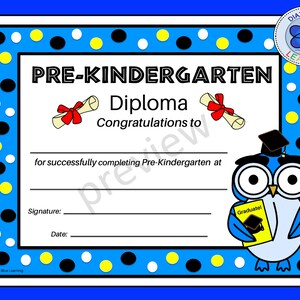 Pre-k Diplomas, Pre-k Certificates, End of Year Certificate, Printable ...