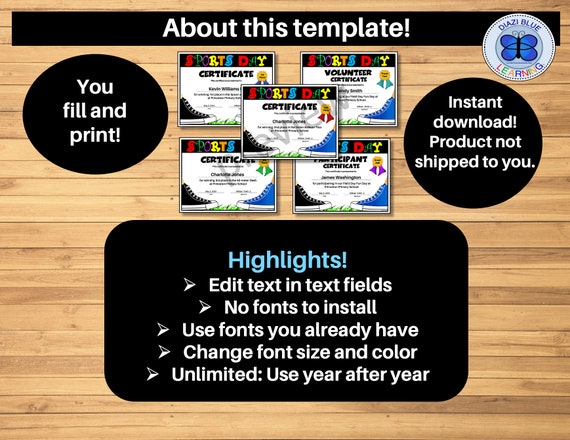 Sports Day Certificate Templates Free
