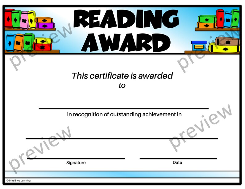 Editable Reading Certificate, End of Year Certificates, PDF Reading ...