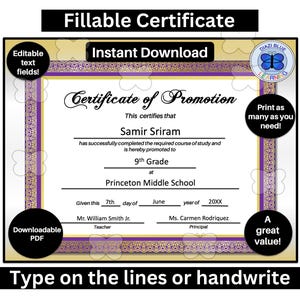Certificate of Promotion, Certificate of Completion, End of Year School ...