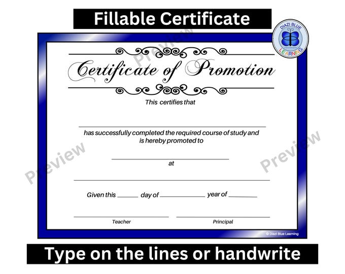 Certificate of Promotion, Certificate of Completion, End of Year ...