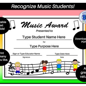 Music Certificates, Printable Music Certificates, Music Awards ...