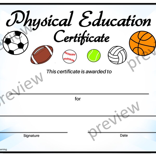 End of Year Pe Certificates - Etsy