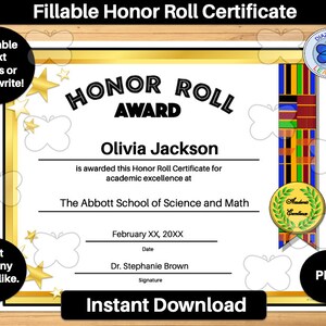 Kente Fillable Honor Roll PDF Certificate 2, Editable Kente Honor Roll ...