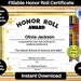 Kente Fillable Honor Roll PDF Certificate 2, Editable Kente Honor Roll ...