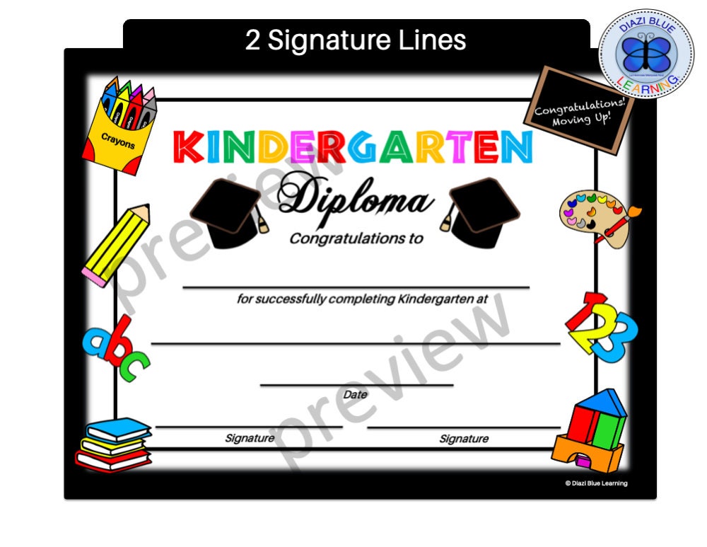 Kindergarten Diploma, Fillable Kindergarten Graduation Diploma With ...