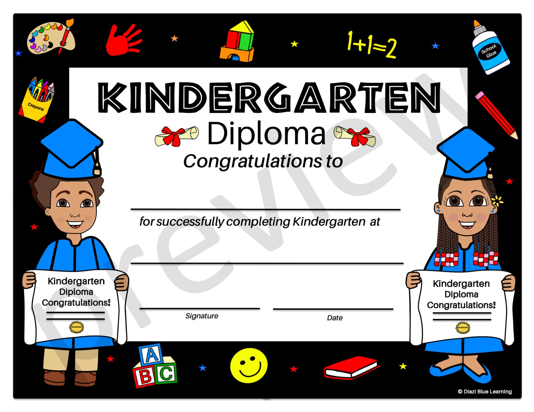Kindergarten Diplomas Set of 6, Kindergarten Graduation Diplomas, End ...