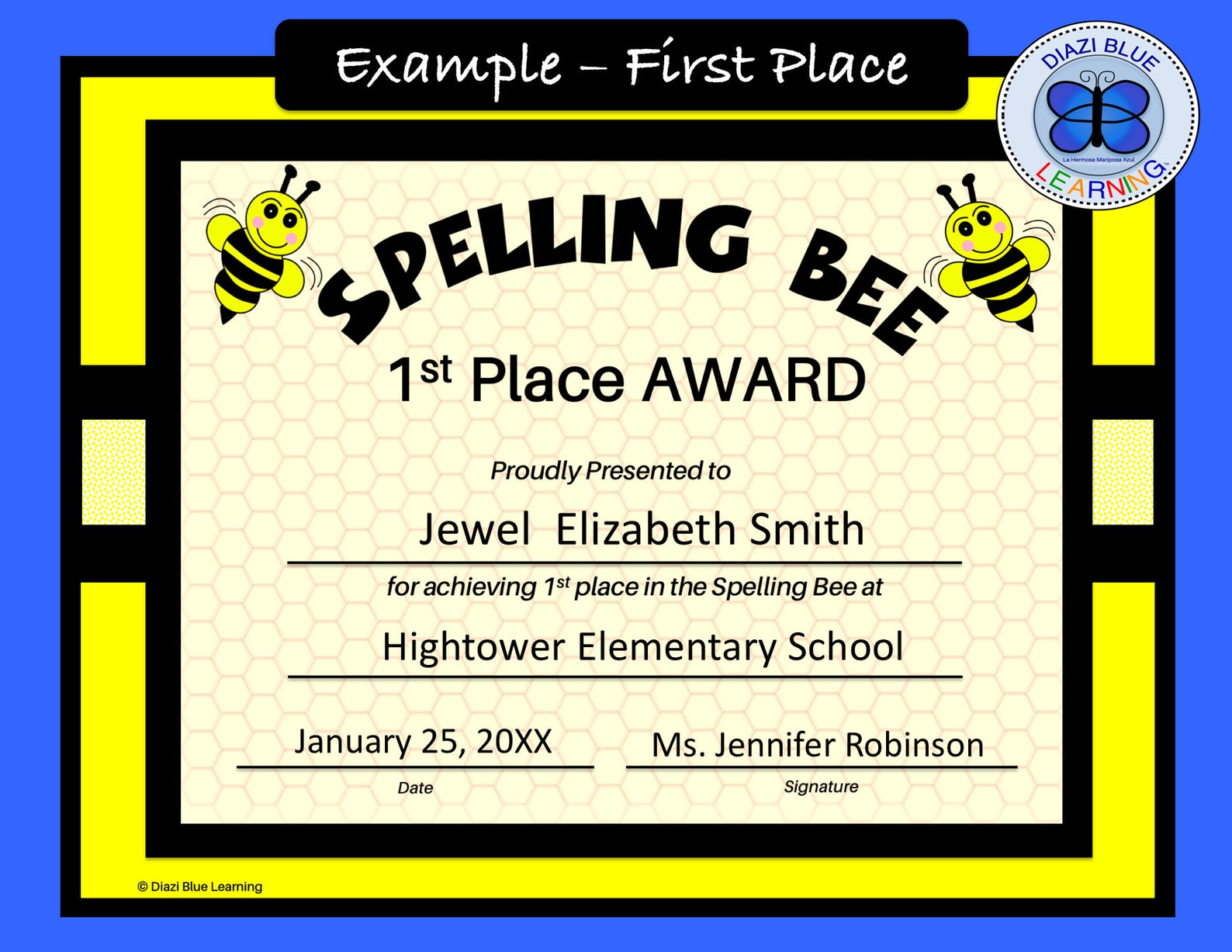 Spelling Bee Award Certificates, Spelling Bee Certificates, Editable ...