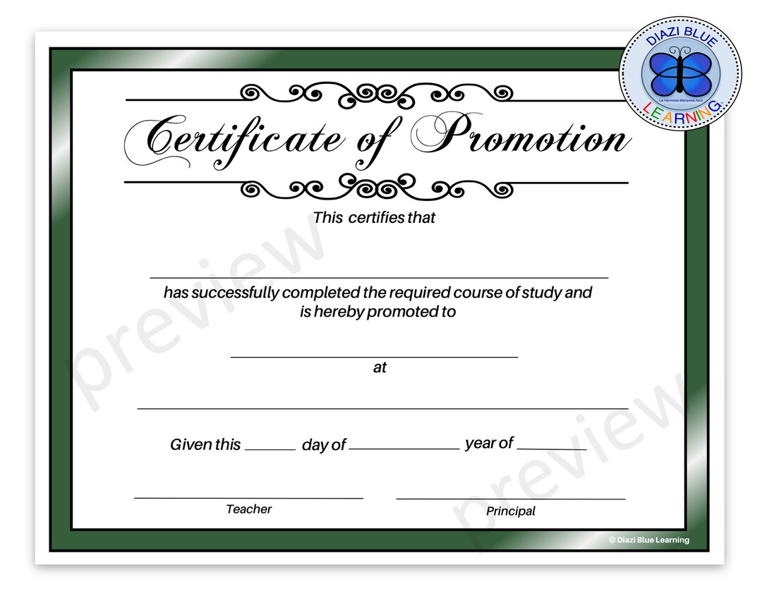 Certificate of Promotion, End of Year Certificates, Editable ...