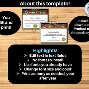 Kente Certificate of Completion With Bonus Certificate, Editable ...