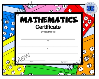 Math Certificate, PDF Math Certificate, School Certificates, Classroom ...