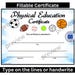 Physical Education Certificate, PE Certificate, Editable PE Certificate ...