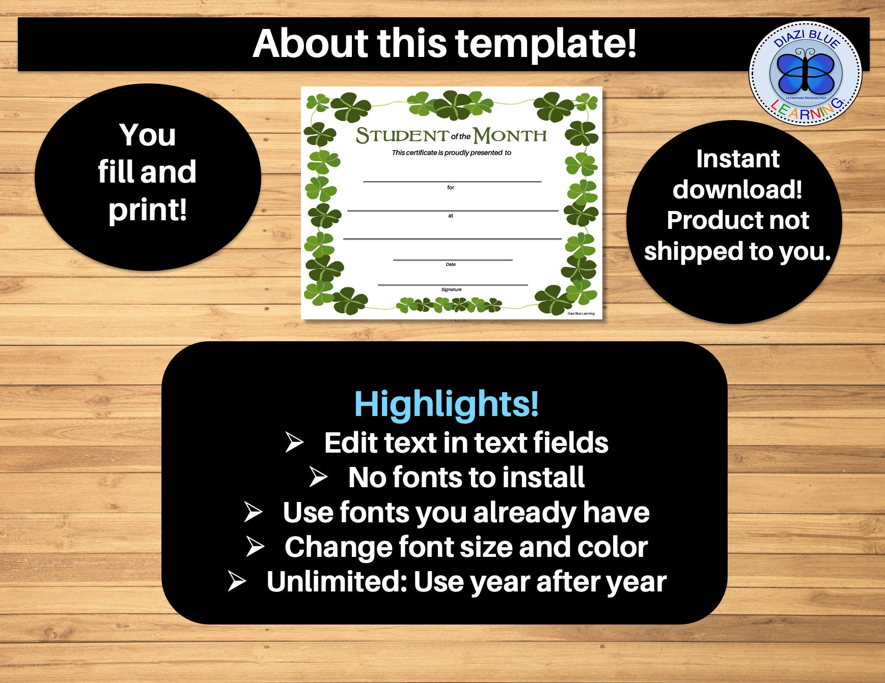 March Student of the Month Certificate, March Student of the Month ...
