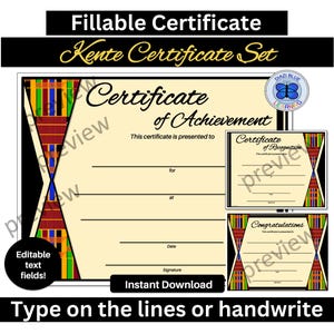Kente Certificate, Kente Award Set, Black History Month Certificate ...