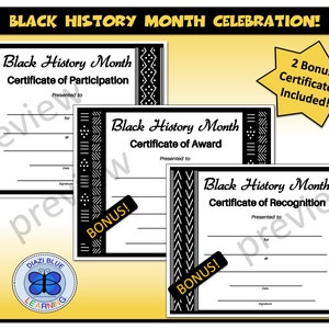 Black History Month Certificate of Participation With Bonus ...