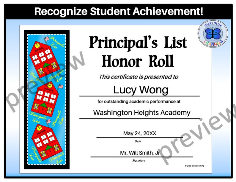 Honor Roll Certificates, 7 Pack School House Honor Roll Certificates ...