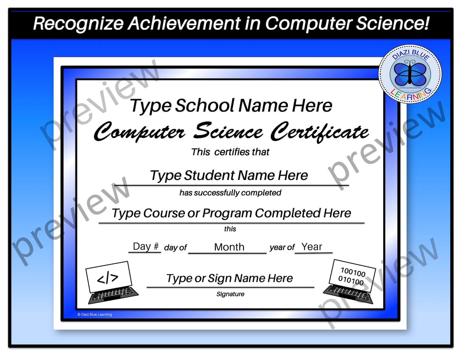 Computer Science Certificates Programming Certificate Coding - Etsy