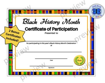 Black History Month Certificate of Appreciation Editable | Etsy