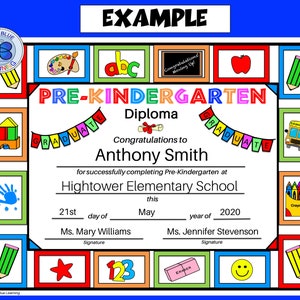 Pre-k Diplomas, Pre-k Certificates, End of Year Certificates, PDF Pre-k ...
