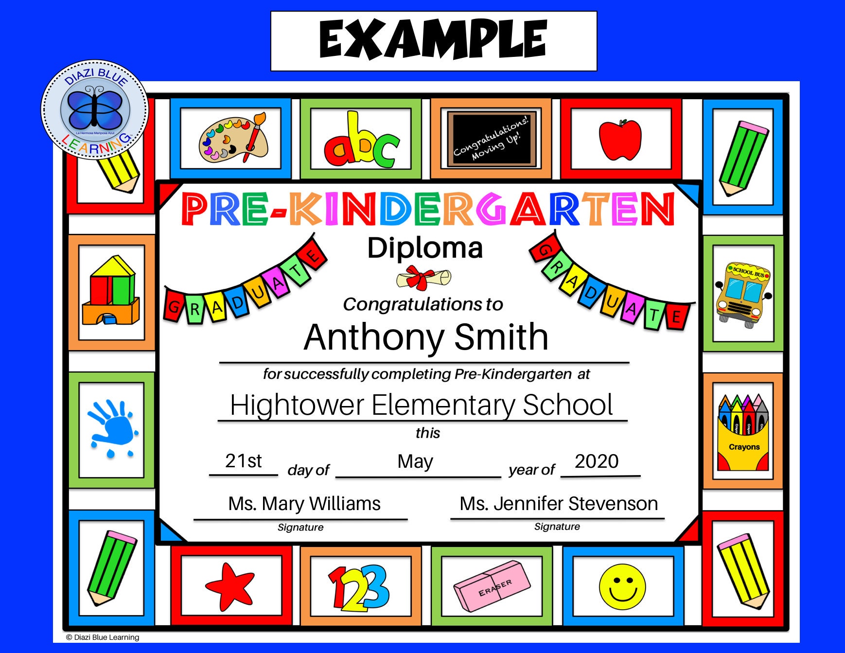 Pre-k Diplomas, Pre-k Certificates, End of Year Certificates, PDF Pre-k ...