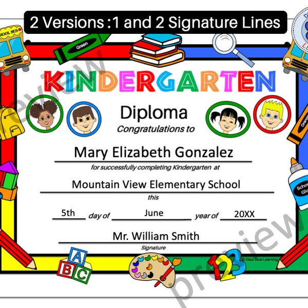 Kinder Diploma - Etsy