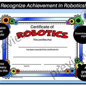 Certificate of Robotics, Robotics Award, Robotics Certificates ...