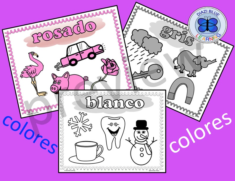 Spanish Color Charts, Spanish Colors, Spanish Charts, Colors in Spanish ...