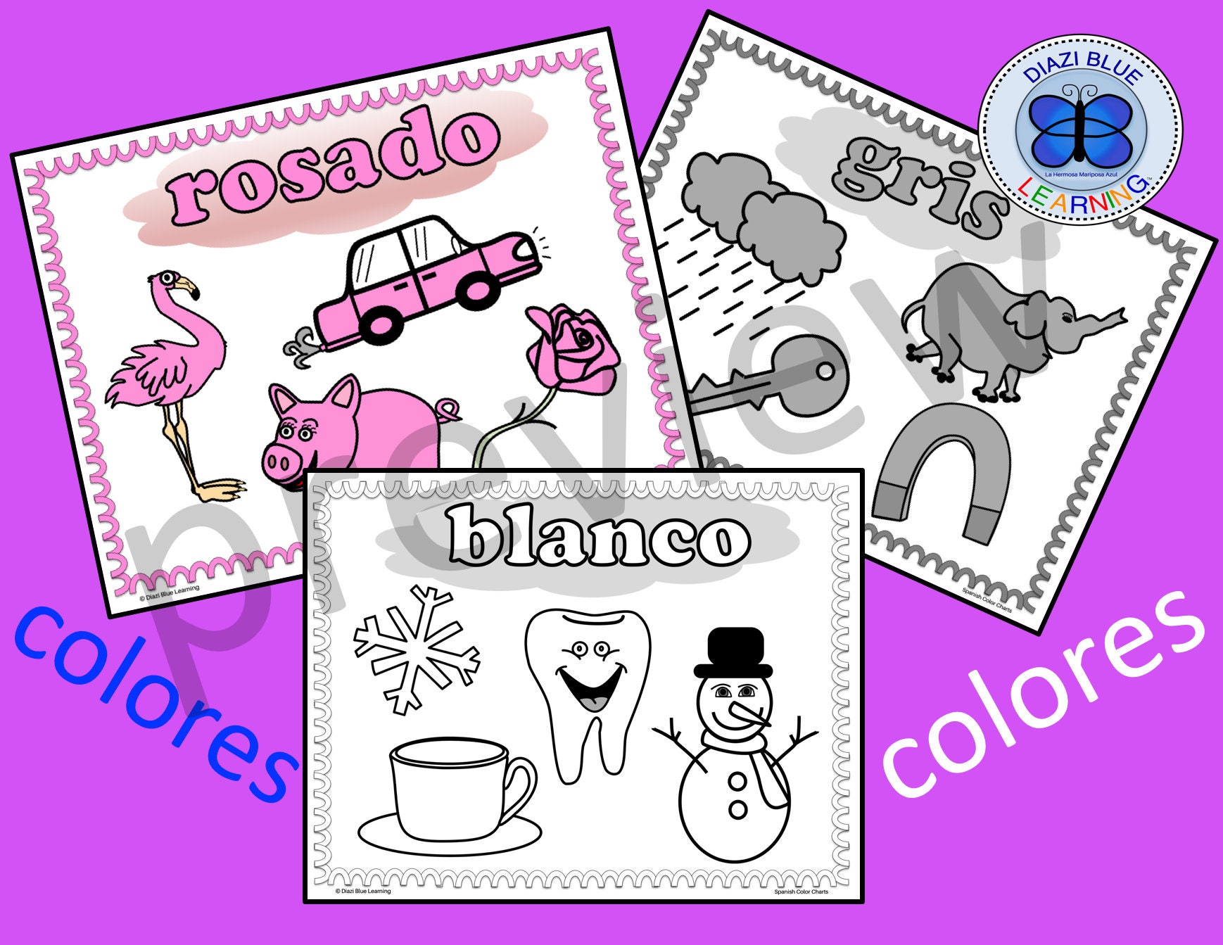 Spanish Color Charts, Spanish Colors, Spanish Charts, Colors in Spanish ...