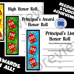 Honor Roll Certificates, 7 Pack School House Honor Roll Certificates ...