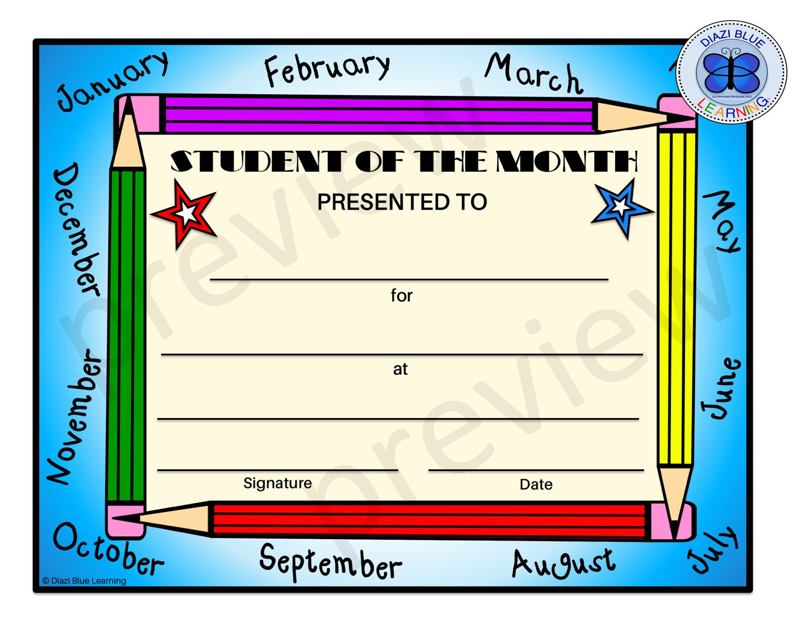 Student of the Month Certificate, Editable PDF Student of the Month ...