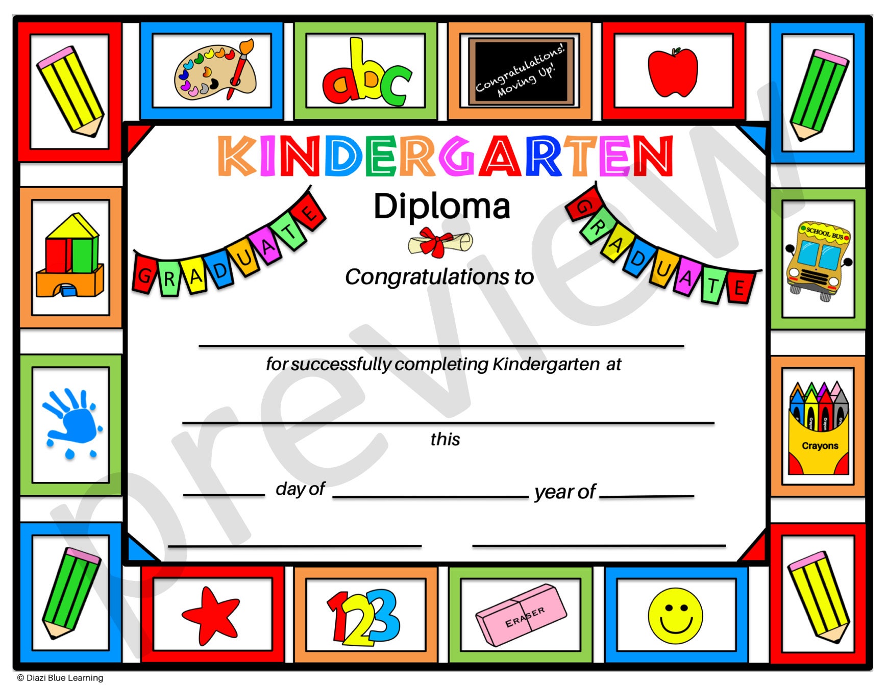 Kindergarten Diplomas Set of 6, Kindergarten Graduation Diplomas, End ...