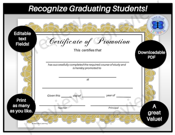 Certificate Of Promotion Wording