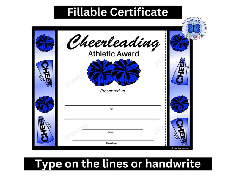 Cheerleading Certificate, Cheerleading Award, Editable Cheerleading ...