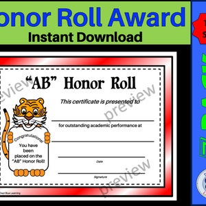 Tiger Honor Roll Certificates 7 Pack Honor Roll Certificates - Etsy