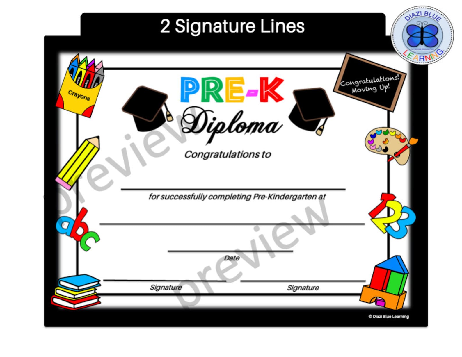 Pre-k Diploma, Pre-k Graduation Diploma, Fillable Prekindergarten ...
