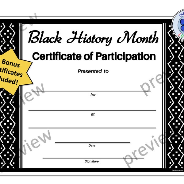 Black History Month Certificate - Etsy