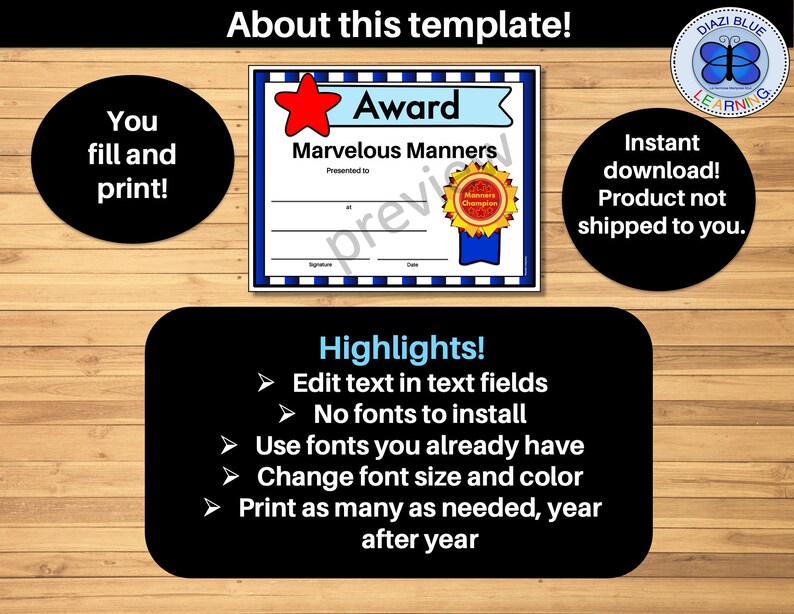 70 End of Year Award Certificates, Editable Student Certificates, End ...