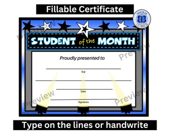 Student of the Week Certificate, Editable PDF Student of the Week Award ...