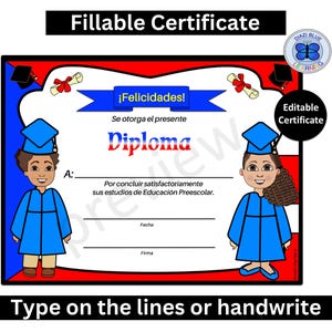 Spanish Preschool Diploma With Invitation, Diploma Preescolar Con ...