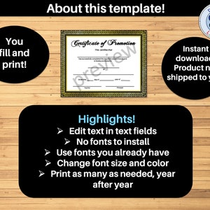 Certificate of Promotion, Certificate of Completion, End of Year School ...