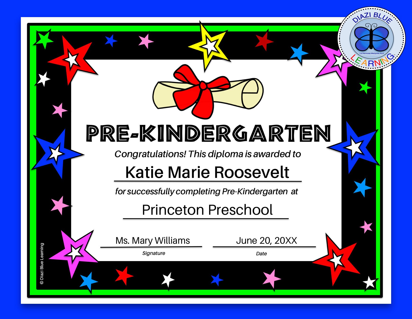 Pre-k Diplomas, Pre-k Certificates, End of Year Certificate, Printable ...