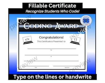 Computer Science Certificate, Coding Award, Coding Certificates, Coding ...