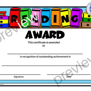 Reading Certificate, PDF Reading Certificate, PDF Reading Award ...