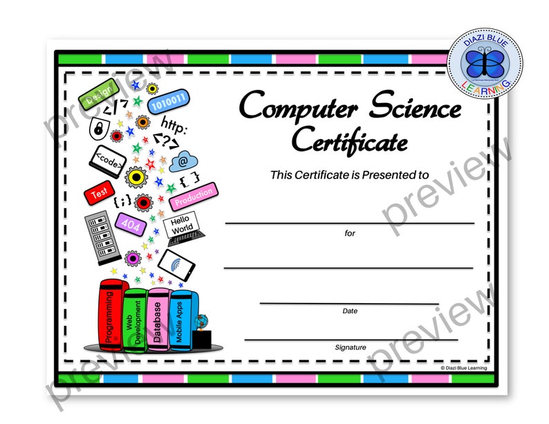 Computer Science Certificate, Coding Award, Coding Certificates, Coding ...