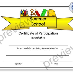 Summer School Certificate, Editable Summer School Certificate ...