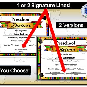 Preschool Graduation Diploma, Editable Kente Preschool Diploma, 1 or 2 ...